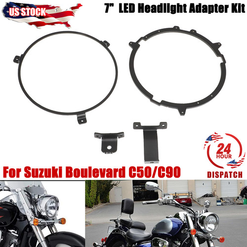 7" LED Front Headlight Clamp Ring Bracket Adapter For Suzuki Boulevard ...