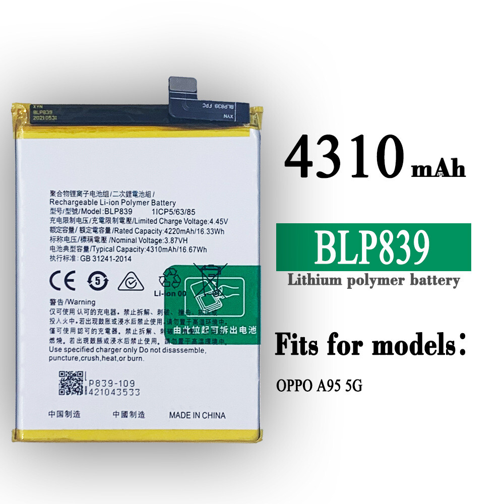 100% New Replacement Battery For OPPO 5G A95 BLP839 Mobile Phone High ...