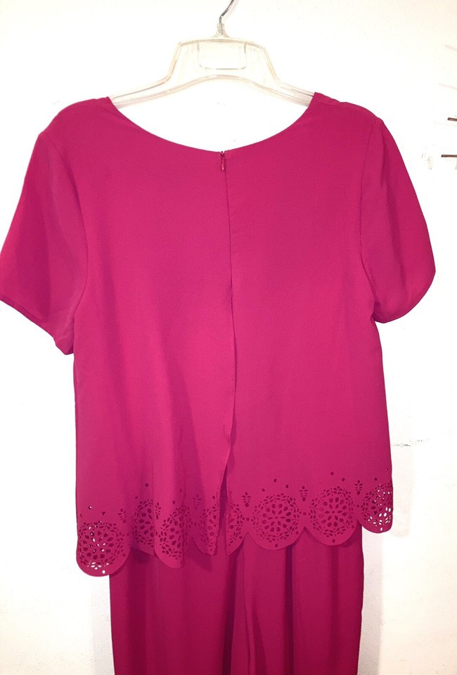 Jumpsuit Kate & Mallory Raspberry Pink Scalloped Hem Top Lined Size ...