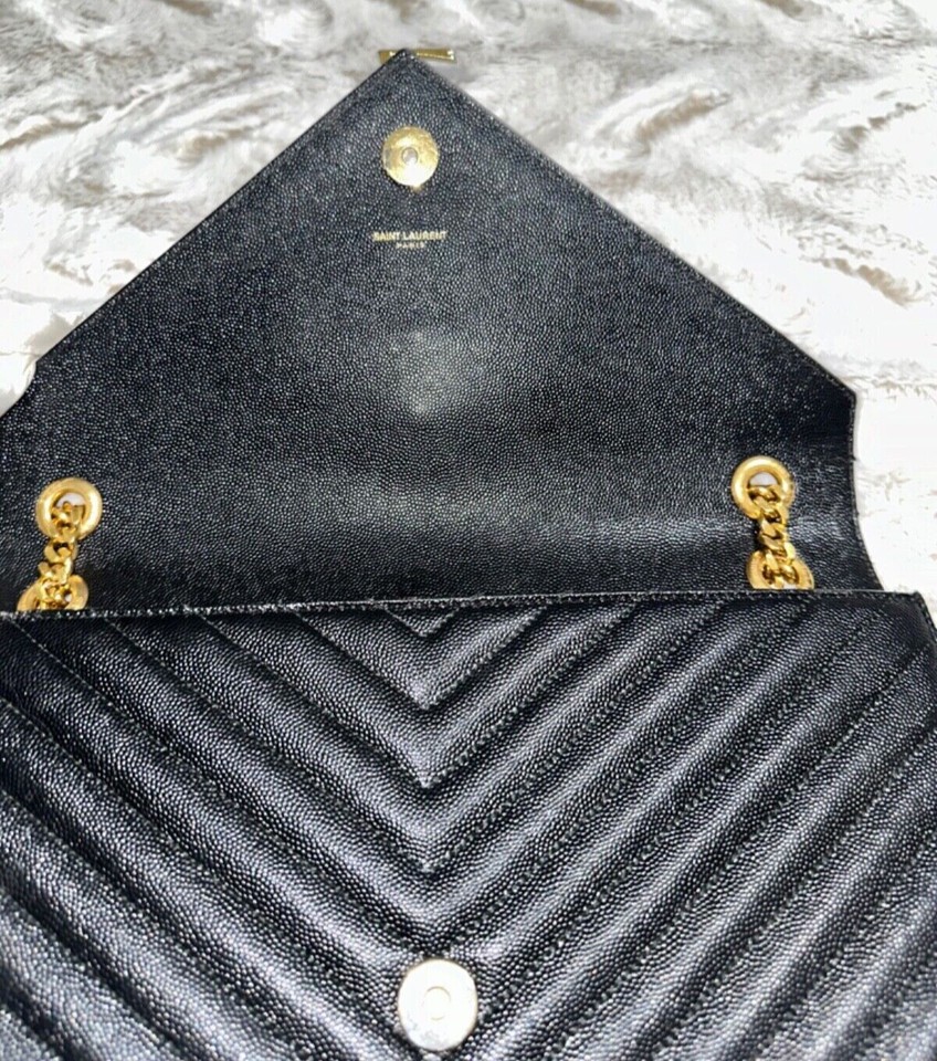 YVES SAINT LAURENT ENVELOPE BAG IN MATELASSÉ GRAIN DE POUDRE EMBOSSED ...