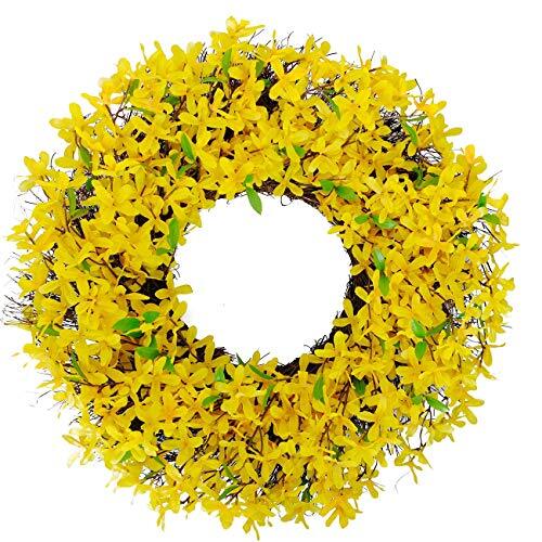 25 Inches Yellow Forsythia Flower Spring Wreath for Front Door, Summer ...