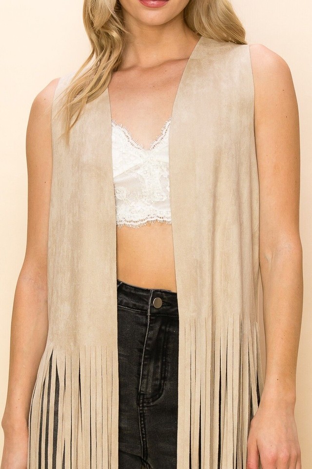 NEW VOCAL FAUX SUEDE MIDI VEST western BOHO fringe WOODSTOCK hippie natural S-3X | eBay