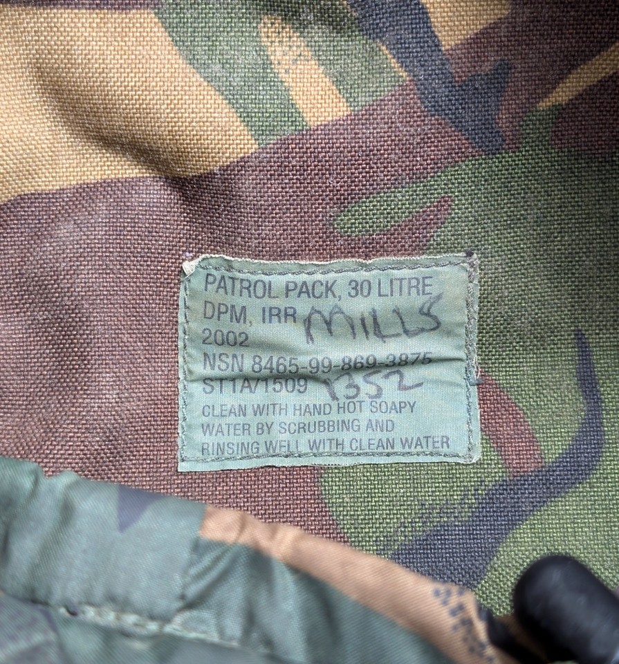 British Army Issue DPM 30L IRR Patrol Pack Backpack 2002 Dated - Fair ...