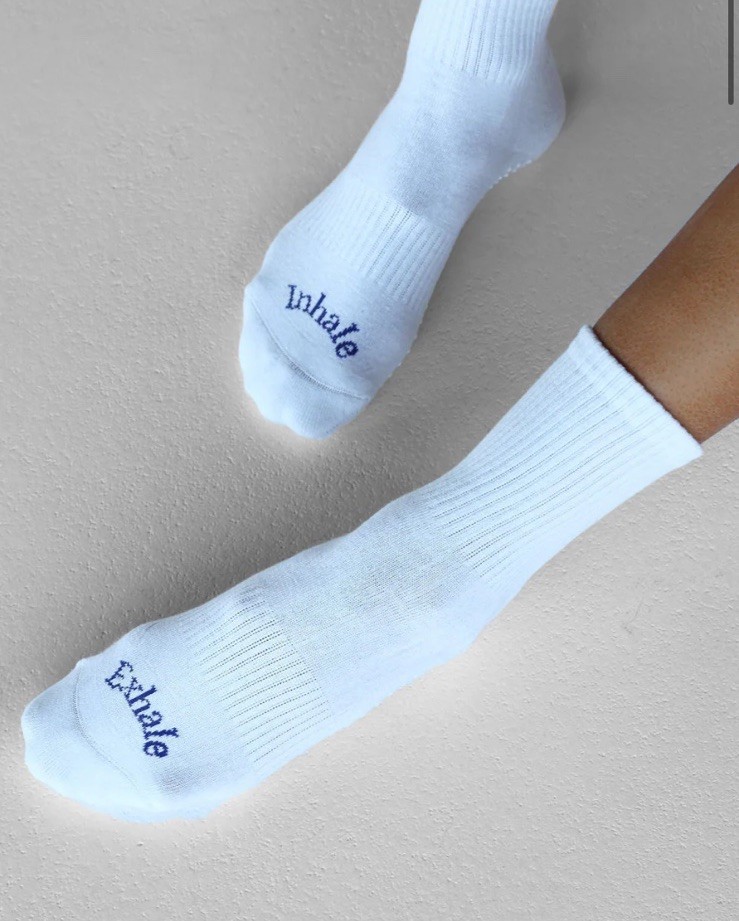 Leelo Active x3 Grip Socks Crew Reformer Pilates Non Slip Yoga Inhale ...