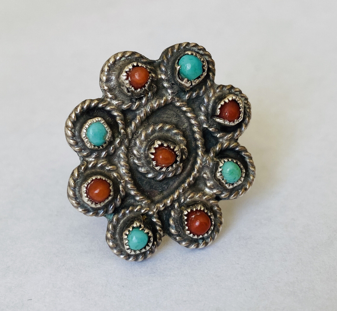 Old Pawn Native Navajo Sterling Silver Turquoise Cora… - Gem