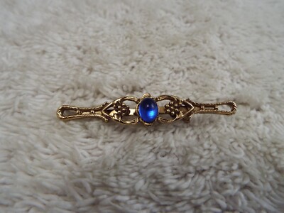 Goldtone Blue Bead Bar Pin (D49) | eBay
