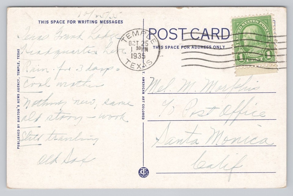 Kyle Hotel Post Office and First Methodist Church Temple Texas c1935 ...