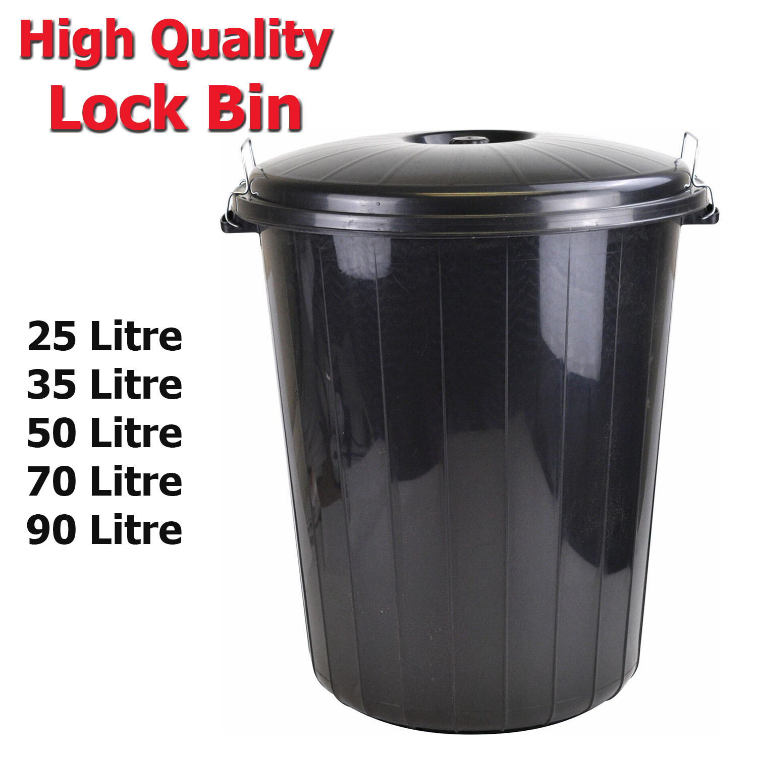 Plastic Lock Bin Indoor Outdoor Garden Rubbish Dustbin Locking Lid Bin ...