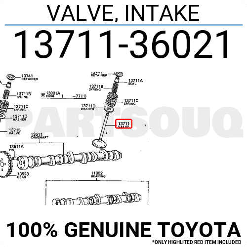 1371136021 Genuine Toyota VALVE, INTAKE 13711-36021 | eBay