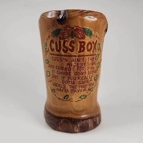 Vintage Wooden Cuss Box Cup Handmade Antique 4" | eBay