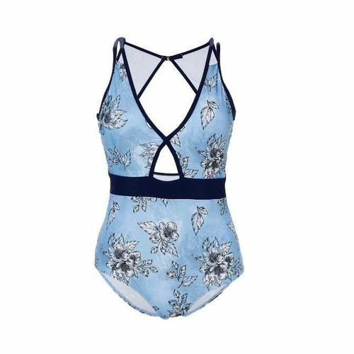 Marilyn Monroe Blue Floral Open Back Keyhole Swimsuit Plus Size 1X ...