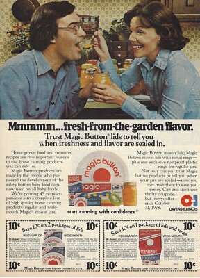1978 Magic Button Canning Mason Jars Owens-Illinois vtg Print Ad ...