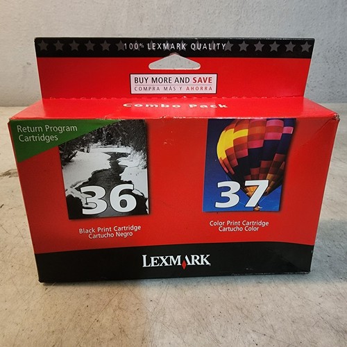 Lexmark 36 37 2PK Black Colr Ink Cartridges Genuine New OeM Sealed Box ...