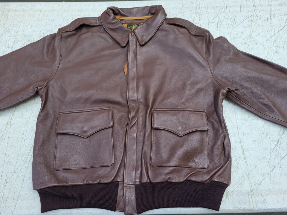 REPRODUCTION A-2 RUSSET BROWN L&T SPORTSWEAR GOATSKIN AVIATORS JACKET ...