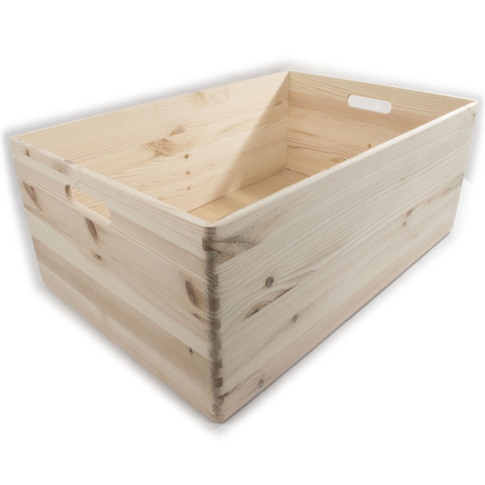 Extra Large Trunk Wooden Storage Toy Box Open Non-lidded Crate Craft ...