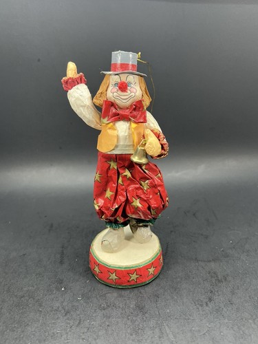 Vtg Paper Papier Mache Circus Clown on Ringmaster Platform Holding Bell ...