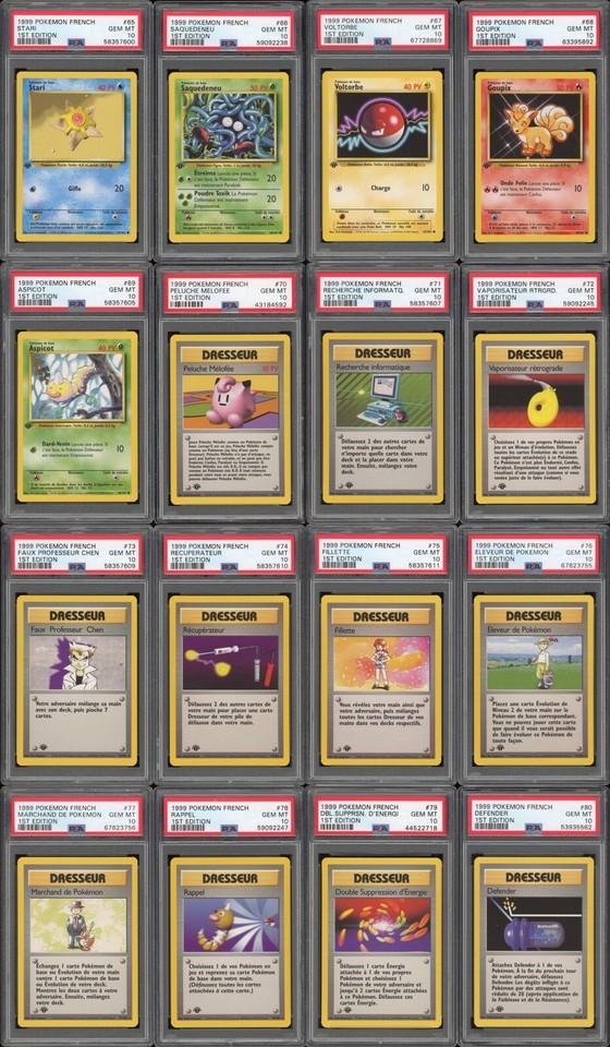 1999 Pokemon FRENCH 1st Edition Base Set COMPLETE PSA 10 SET 102/102 ...