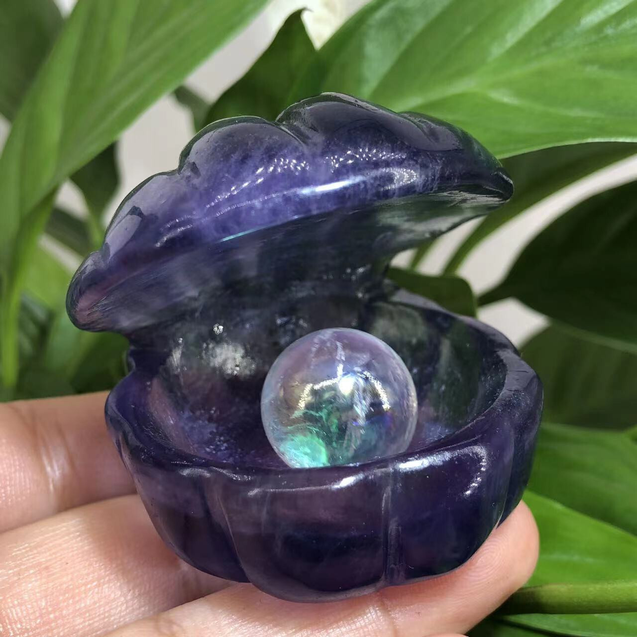 1pcs Natural Fluorite Quartz Shell skull Quartz Crystal Healing Gem ...