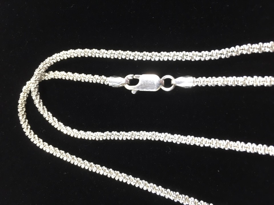 .925 Sterling Silver Diamond Cut Roc Chain Necklace 28" | eBay