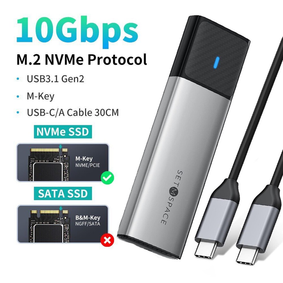 10Gbps M.2 NVMe USB 3.2 GEN 2 SSD Enclosure Type C External Drive Case ...