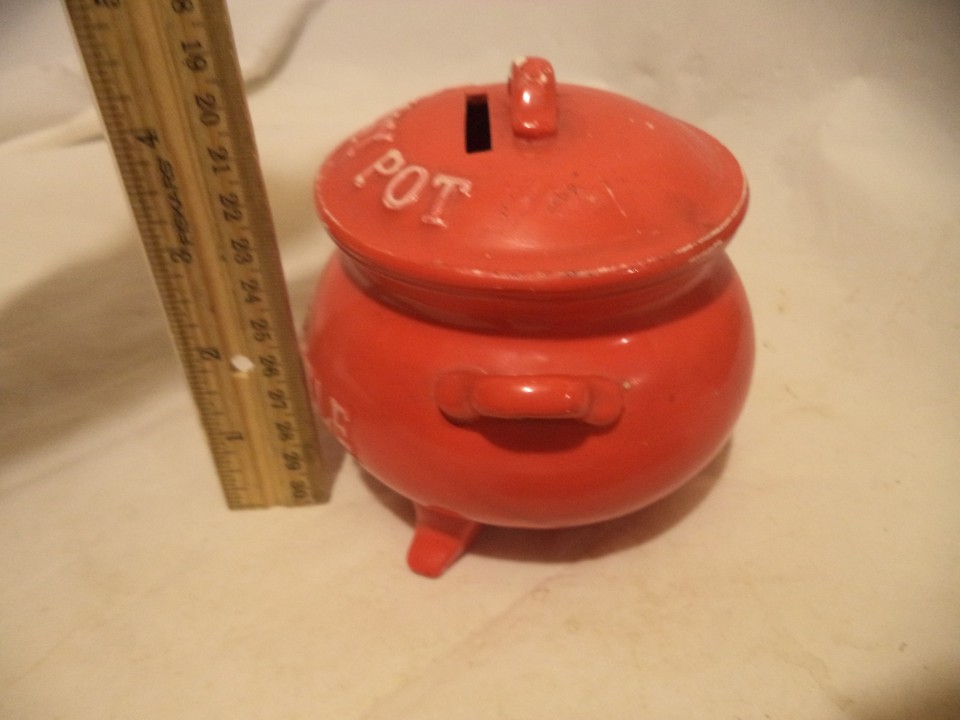 Vintage Penny Pot LEGO Japan Ceramic RED KETTLE Piggy Bank | eBay