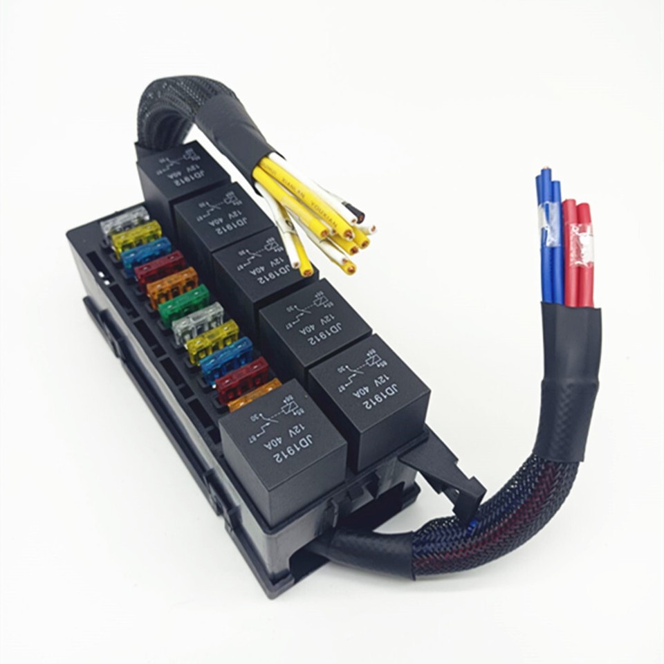 11-Way Relay Fuse Box Kit 12V 40A W/6 Relays And 11 Fuses For Car Trunk ...