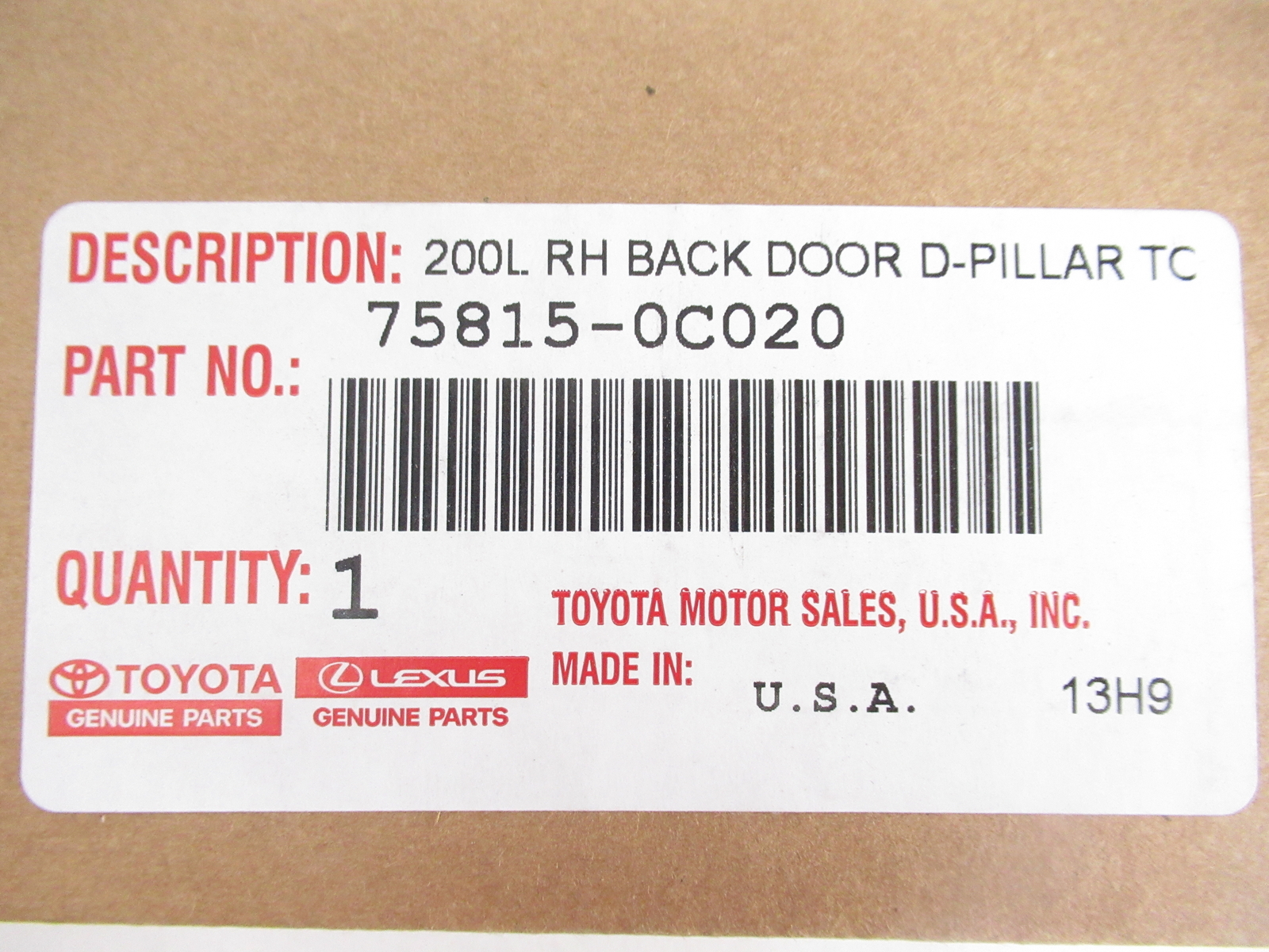 Genuine OEM Toyota 75815-0C020 Passenger Side Liftgate Molding 2008 ...