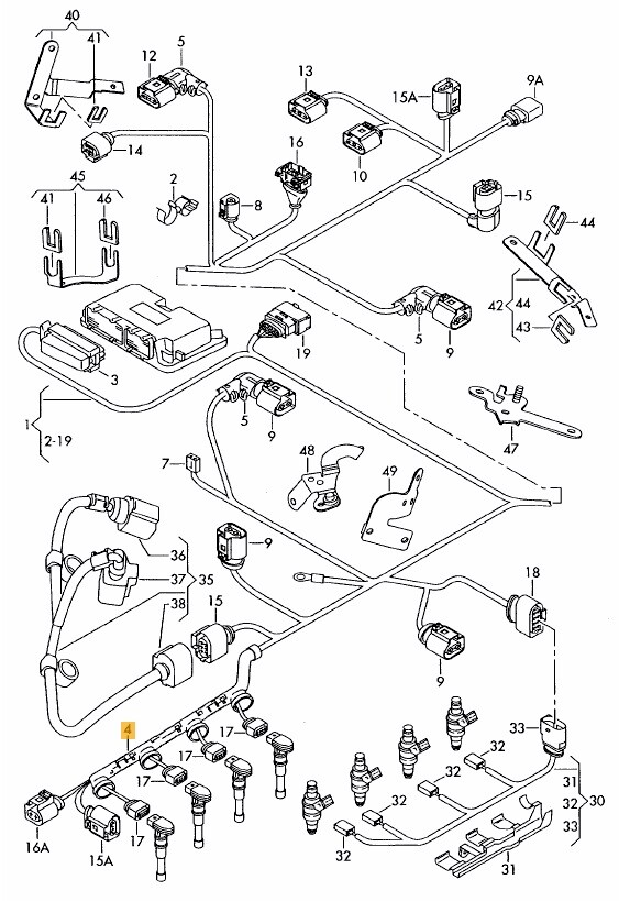 NEW GENUINE AUDI VOLKSWAGEN COIL PACK WIRING HARNESS CONDUIT 06F971824C ...