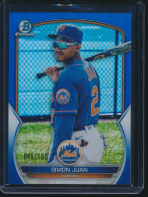 SIMON JUAN 2023 Bowman Chrome Prospects BLUE REFRACTOR #/150 METS ...