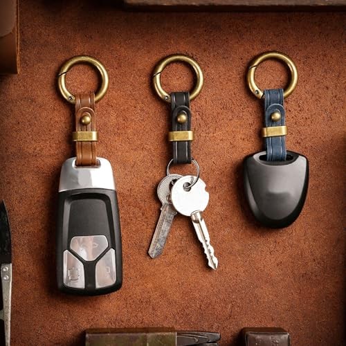Creative Leather Car Keychain Key Fob Quick Release Metal Key Chain ...