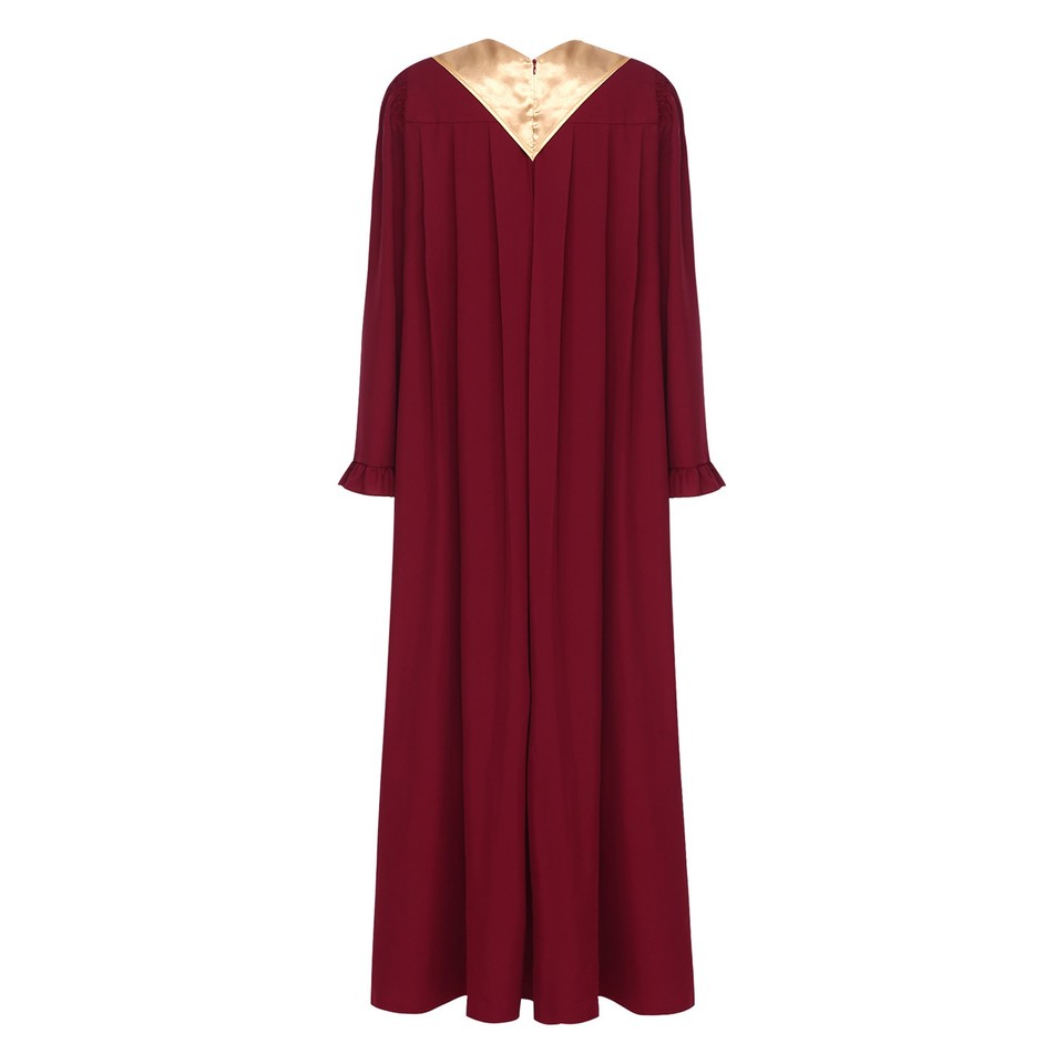 US Womens Robe Theme Party Long Robe Metallic Costume Priest Flared ...