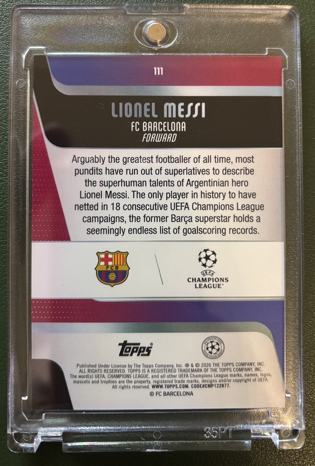 Topps UCC 25-26 Lionel Messi FC Barcelona Super Short Print Variation ...