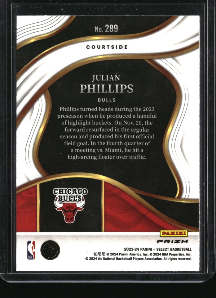 2023-24 Panini Select #289 Julian Phillips Blue Prizms COURTSIDE RC | eBay