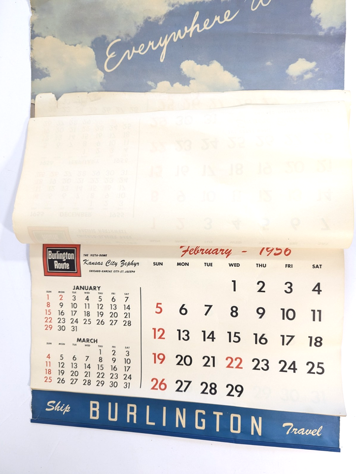 Burlington Route, 123-A, Way Of The Zephyr Vintage 1956 Wall Calendar ...