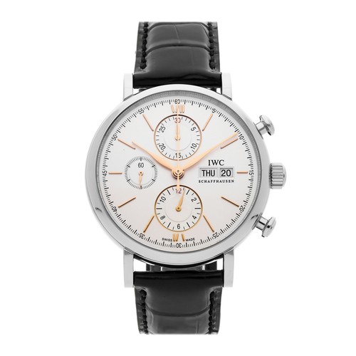 IWC Portofino Chronograph Steel Auto 42mm Silver Dial Watch Strap ...