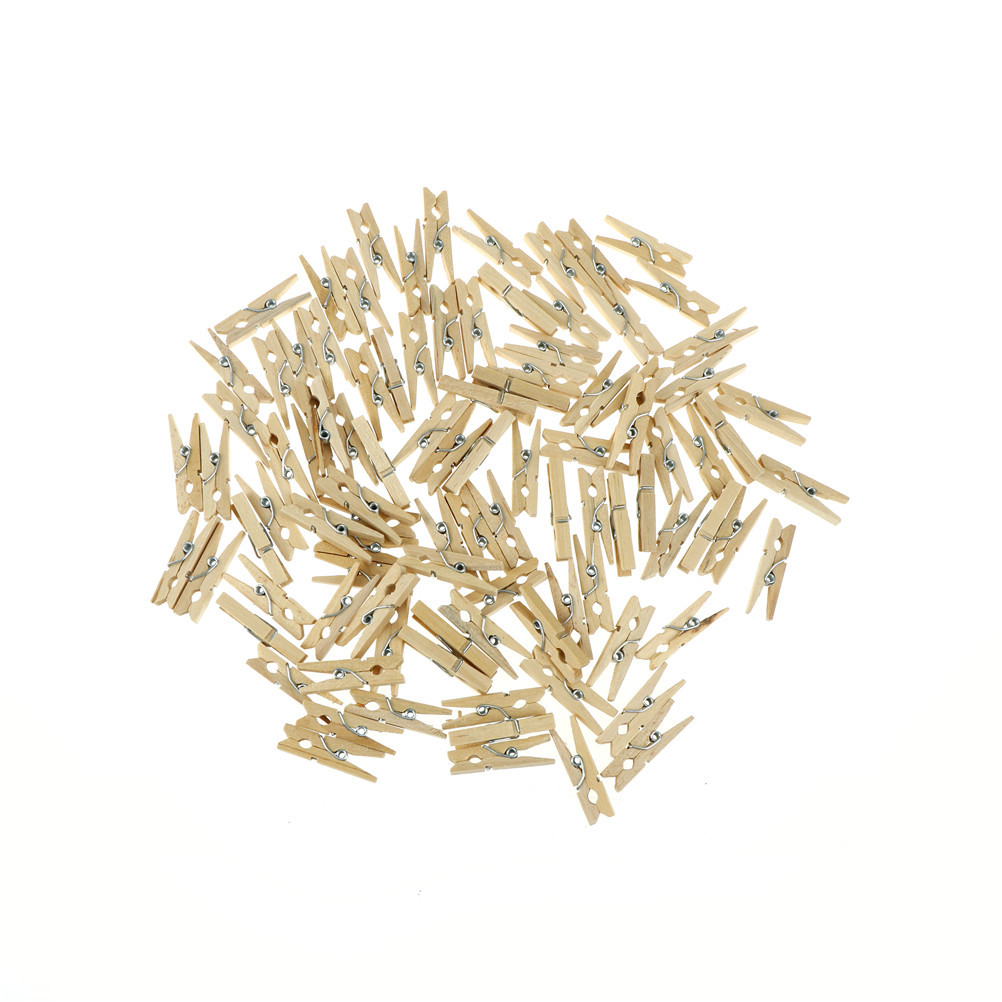 100Pcs Mini DIY Wooden Clothes Photo Paper Pegs Clothespin Cards Craft ...