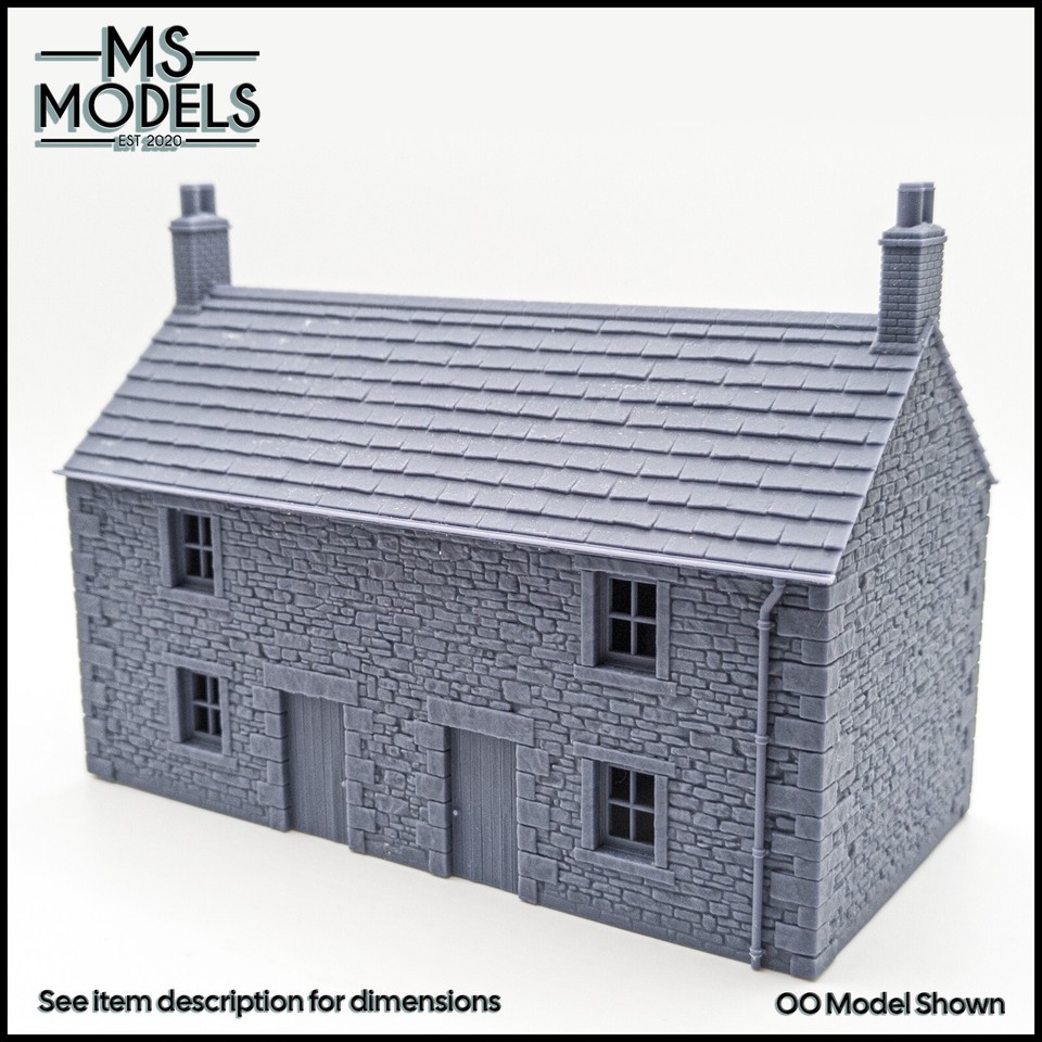 Semi Detached Stone Cottages/House N/TT/OO/O TT:120 Gauge Scale Model ...