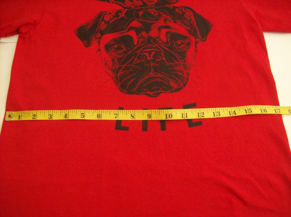 Pug Life Red Tee Shirt SIZE SMALL Red Dog Lover Funny Cute | eBay