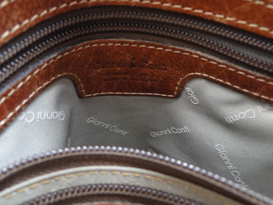Gianni Conti Brown Soft Leather Adjustable Handbag Tote Purse Large ...
