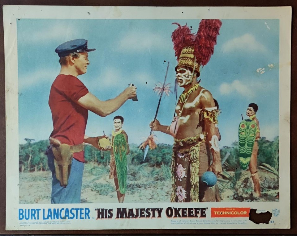 Captain Burt Lancaster & natives HIS MAJESTY O'KEEFE org 1954 Lobby ...