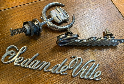 Lot of CADILLAC Script Emblems & Hood Ornament - Sedan DeVille 1985 ...