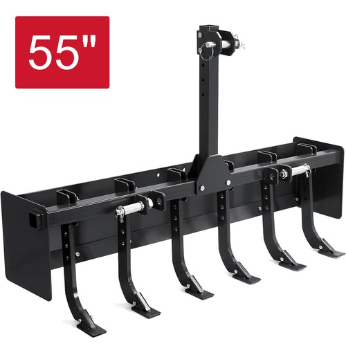 55" Box Blade Scraper 3 Point Hitch W/ 6 Scarifier Shank for CAT-0 CAT ...