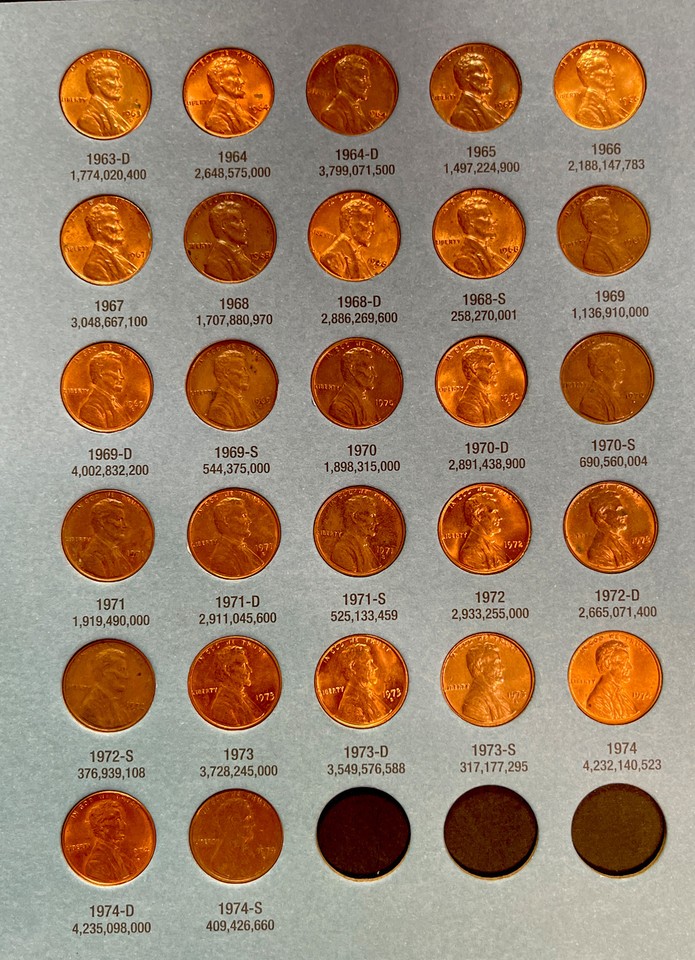 Complete Lincoln Wheat & Memorial Penny Cent Set Collection 1941 - 1974 ...