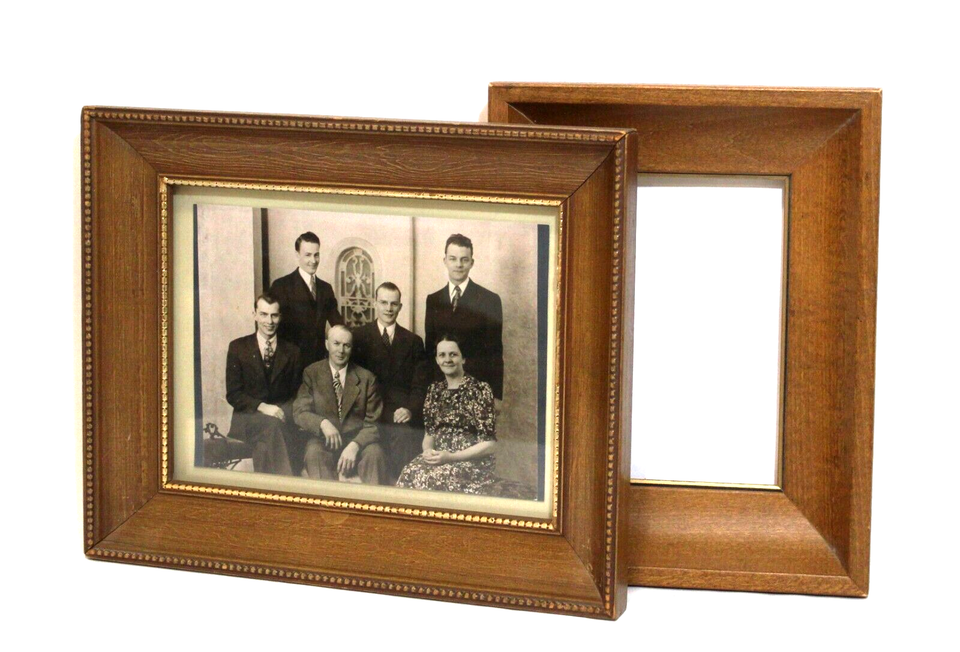 MCM Vintage Wood Picture Frames Wall Hanging Set 2 | eBay