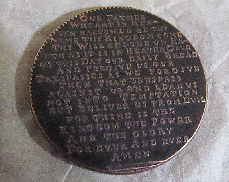 Lords Prayer Coin Token Copy Our Father Fear God Honour the King George ...