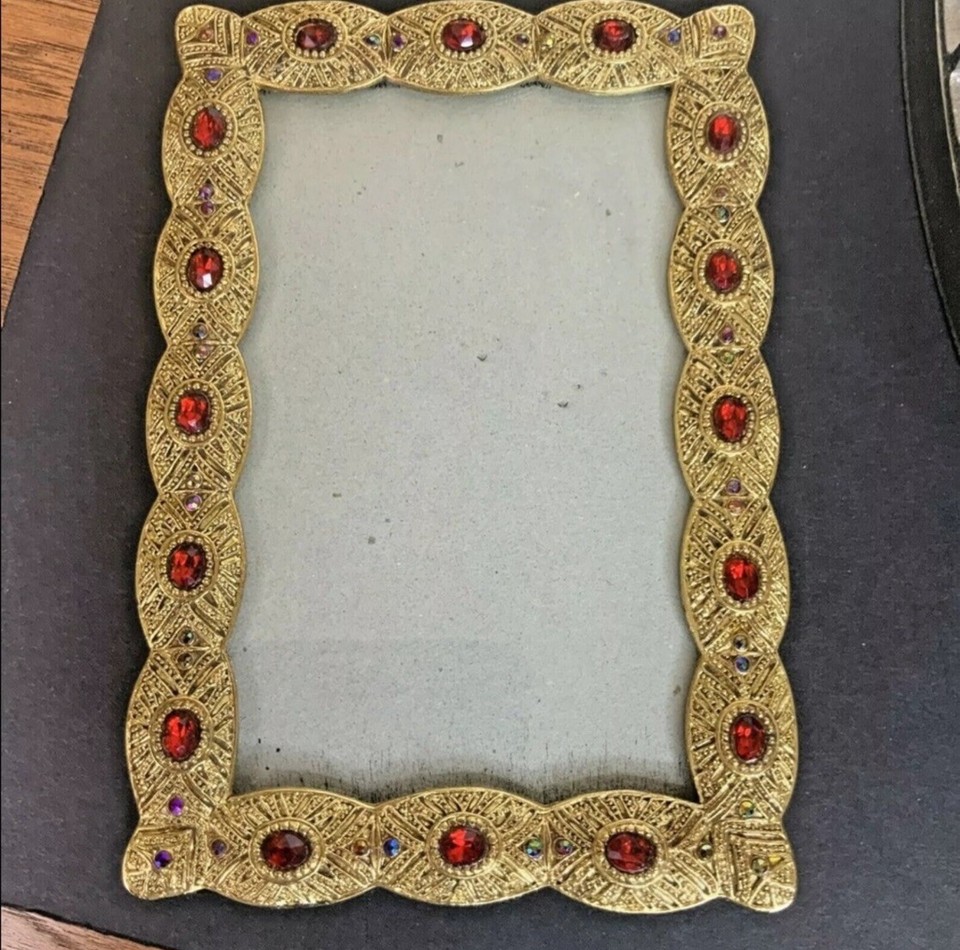 Photo Frame with Rhinestones Gold Tone Vintage For Dresser End Table #6 ...