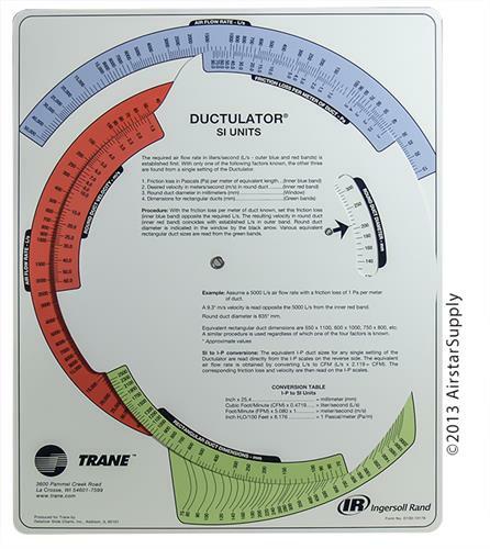 2x Trane Ductulator Duct Sizing Calculator Slide Chart Graph for sale ...