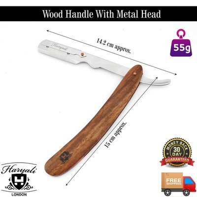 Classic Straight Cut Throat Shaving Razor, Barber Razors Wooden Handle ...