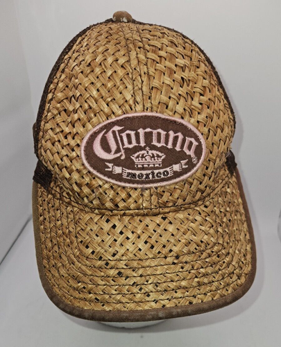Corona Mexico Ball Cap Wicker Straw Front and Bill Adj Strap Back Net ...