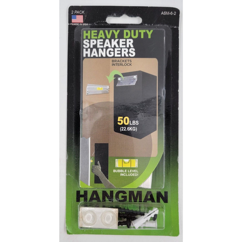 Hangman Heavy Duty Speaker Hanging Kit 2 50 lb. Brackets Bubble Level ...